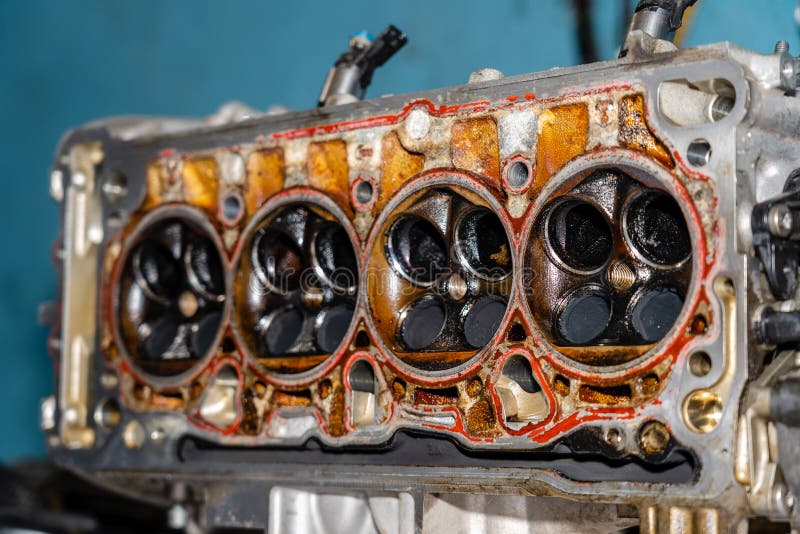 Cylinder Head with Valves. Automotive, Cylinder Head Servicing Stock ...