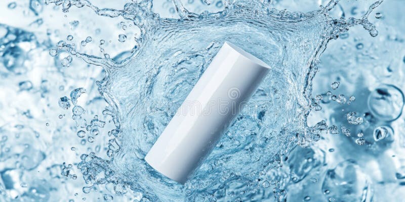 Cylinder Object Splashing in Water with Droplets and Ripples Captured ...