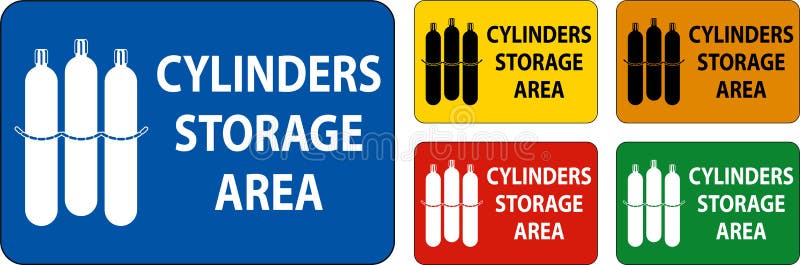 Gas Cylinder Sign Empty Cylinder Storage Area with Cylinders Chained ...