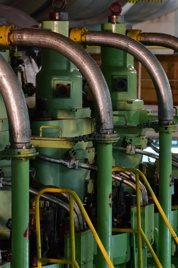 Cylinder Units of Main Engine on a Big Cargo Vessel. Stock Image ...