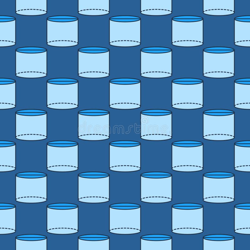 Cylinder Vector Elementary Geometry Blue Seamless Pattern Stock ...