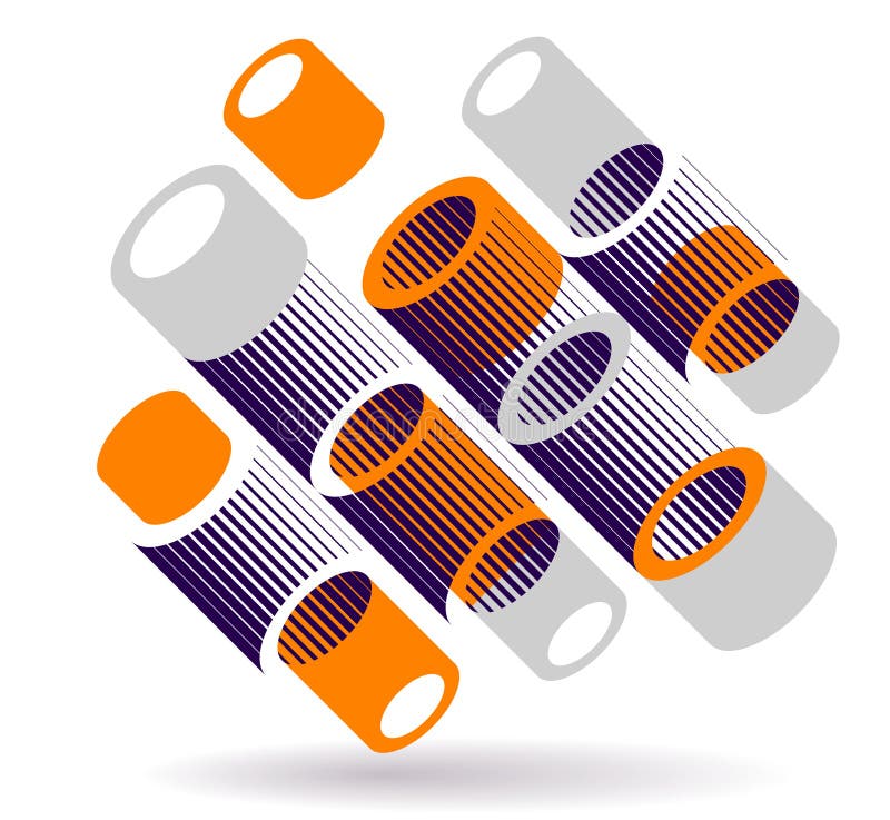 Cylinders Pattern Vector Abstract 3D Isometric Background, Geometric ...