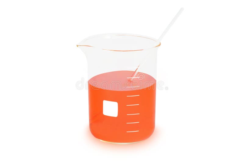 Cylindric Beaker Glassware Orange Reagent Isolated White Background ...