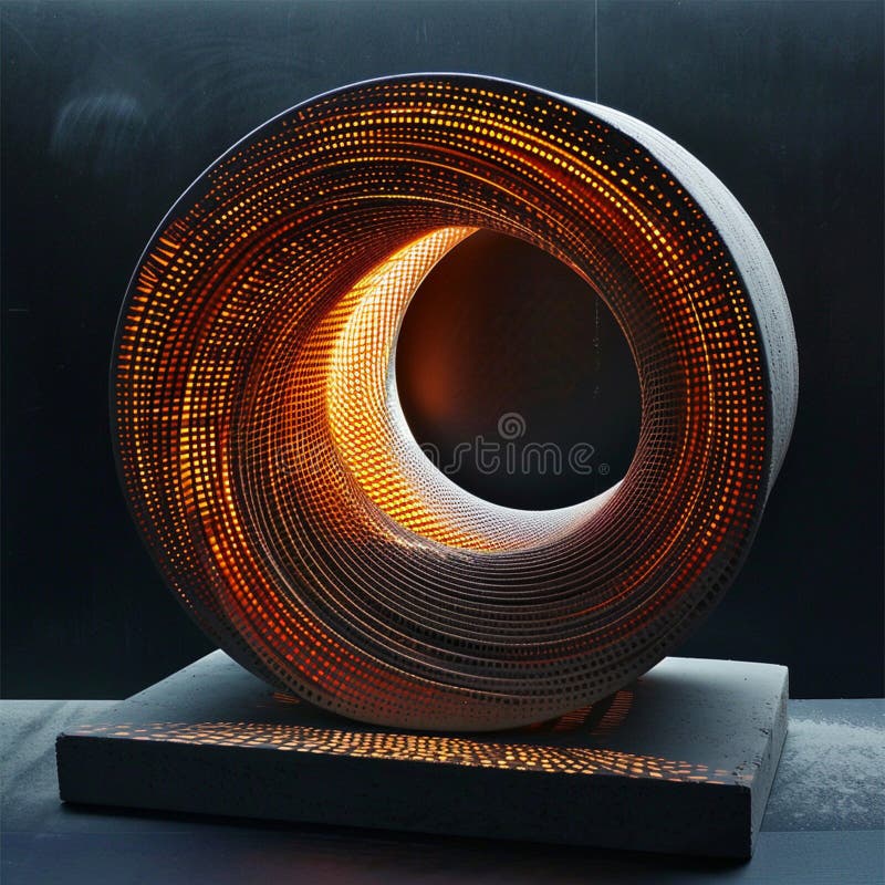 Cylindrical Art Object on Black Background Stock Illustration ...