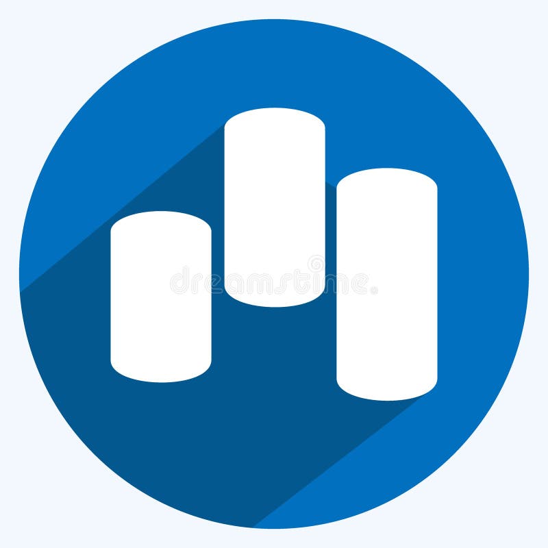 Cylindrical Bars Icon in Trendy Long Shadow Style Isolated on Soft Blue ...