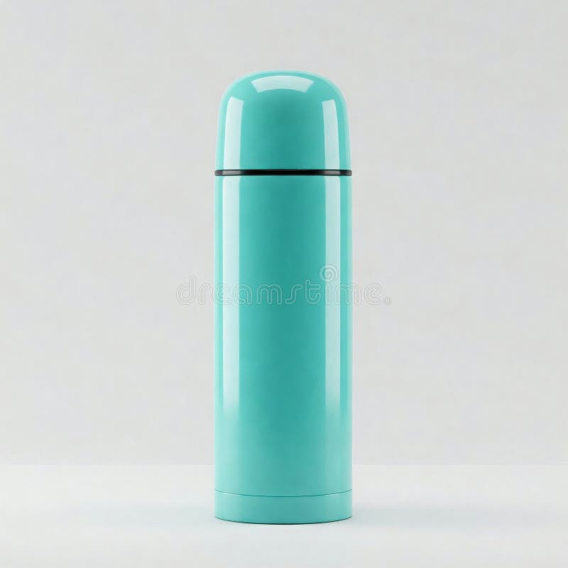 Blue Thermos on a White Background. 3d Rendering. Isolated Stock ...