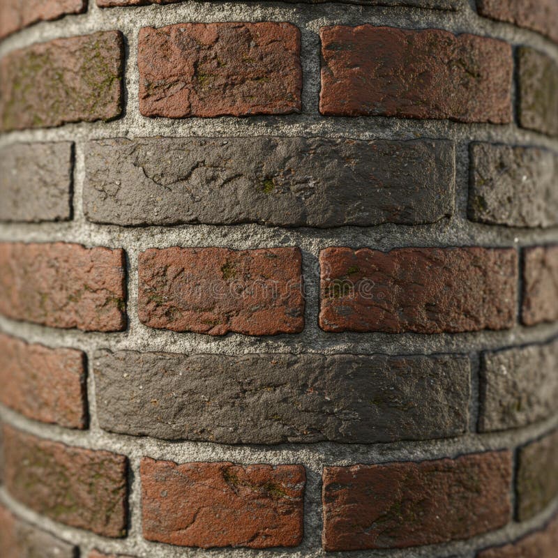 A Cylindrical Brick Column Featuring Alternating Layers of Red and Dark ...