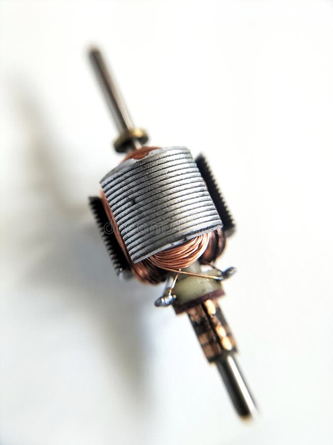 DC Motor Armature on white stock image. Image of process - 383710639