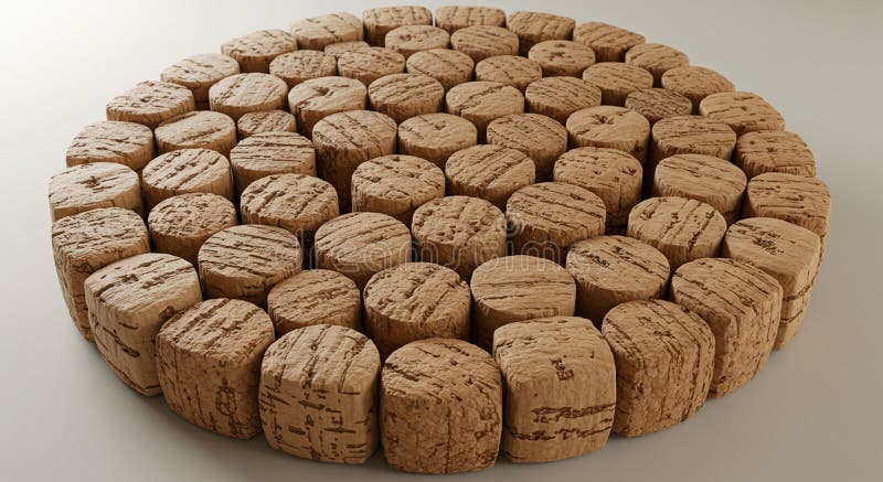 Cylindrical Cork Pieces Arranged in a Circular Pattern Form a Concentric Design. Each Stock ...