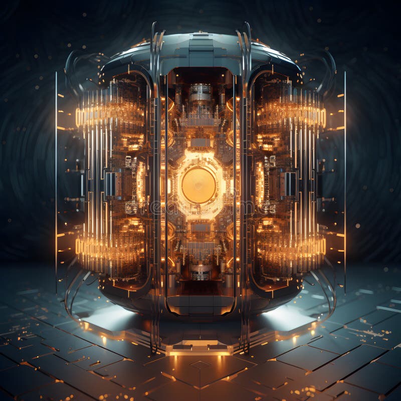 Cylindrical Data Storage Center. Quantum Computing, Database, Cloud Computing Concept Stock ...