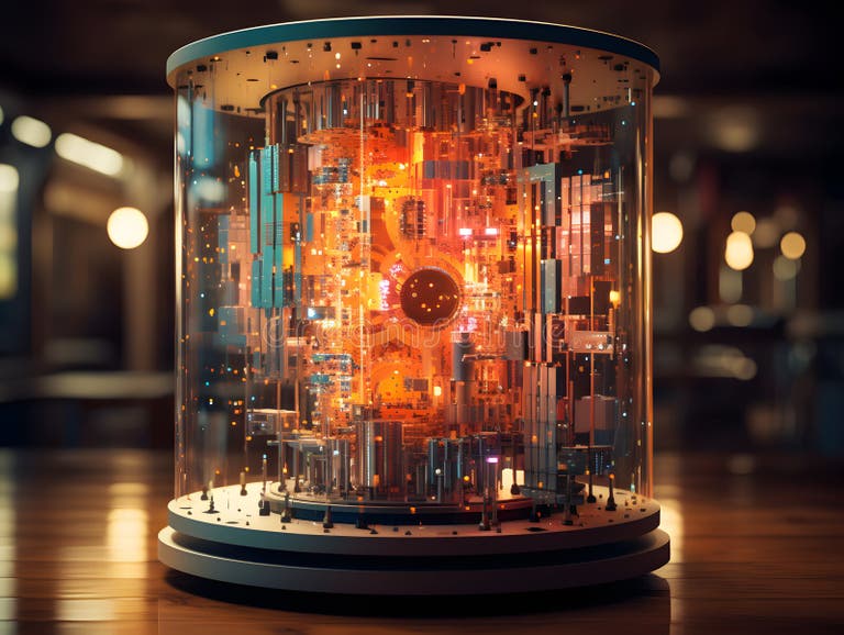 Cylindrical Data Storage Center. Quantum Computing, Database, Cloud ...