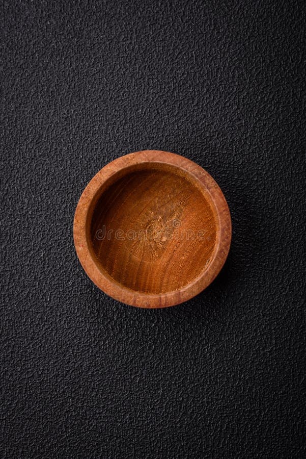 A Cylindrical Empty Container Made of Wood for Spices or Salt Stock ...