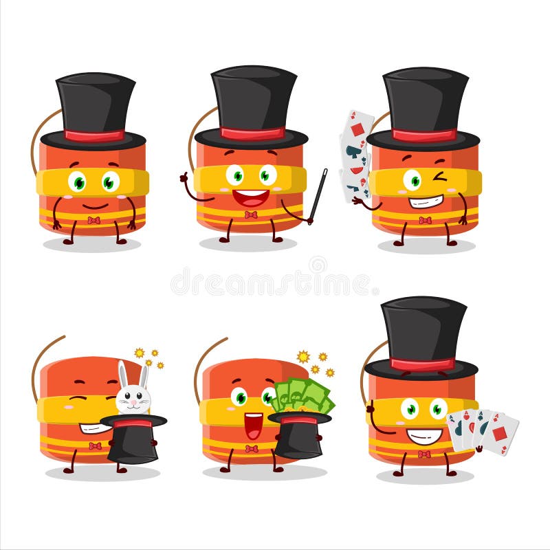 A Cylindrical Firecracker Magician Cartoon Character Perform on a Stage ...