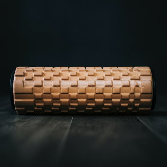 Cylindrical Foam Roller with a Textured Surface Featuring a Pattern of Raised Rectangular Stock ...