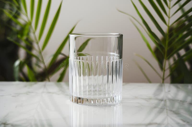 Cylindrical Glass with Tilted Base, Empty, Smooth, and Clear Against ...