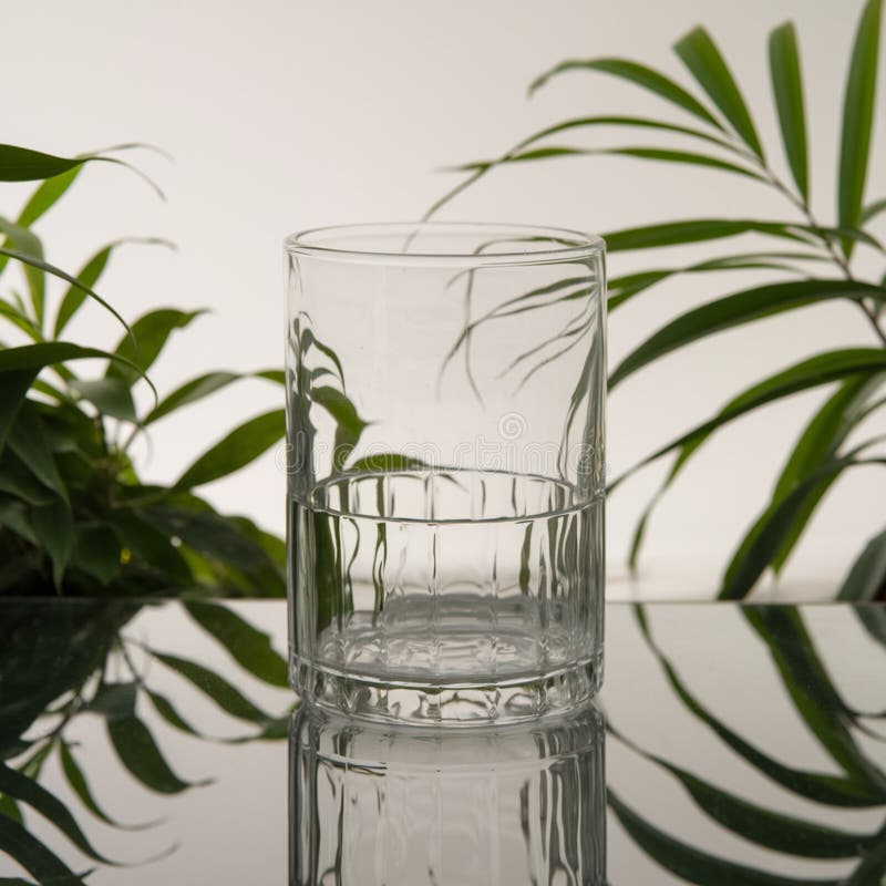 Cylindrical Glass with Tilted Base, Empty, Smooth, and Clear Against ...