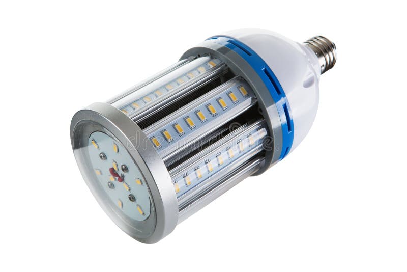 Cylindrical LED Lamp Lying on Its Side, Many LEDs, on White Background ...