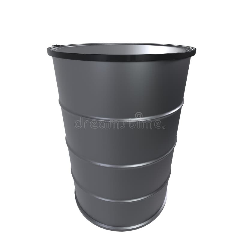 3D Rendering of a Cylindrical Metal Container with a Wide Opening Stock ...