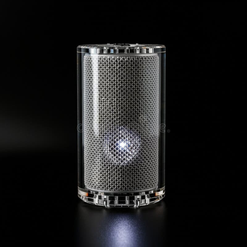 A Cylindrical, Metallic Object with a Perforated Grid Pattern on Its ...