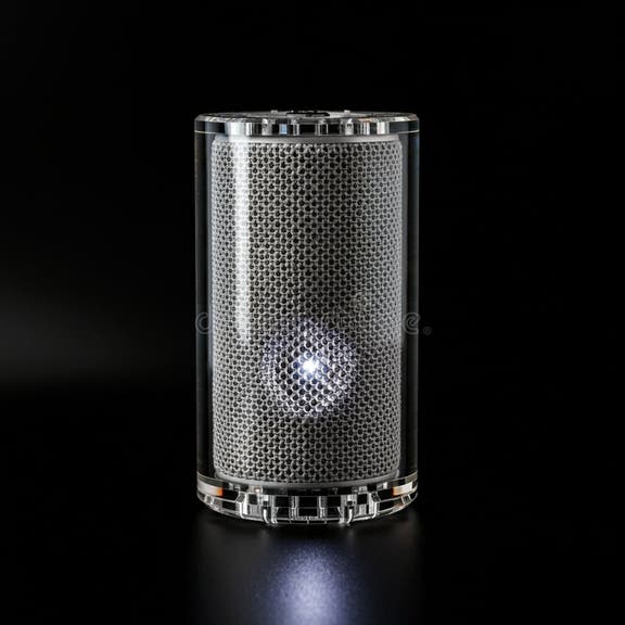 A Cylindrical, Metallic Object with a Perforated Grid Pattern on Its ...