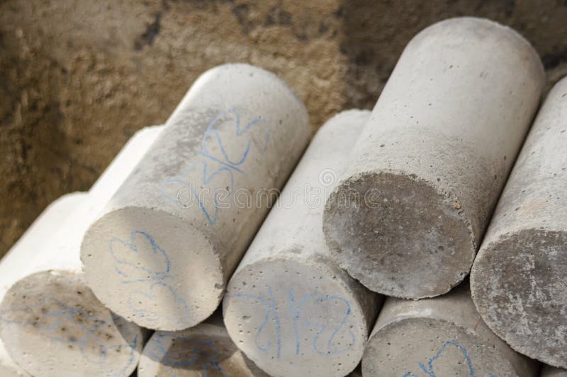 Cylindrical Mortar Concrete Specimens Pile for Testing Stock Image ...