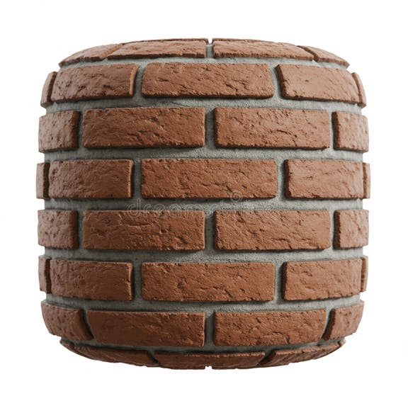 Cylindrical Object with a Brick Texture. Red Bricks Arranged in Uniform ...