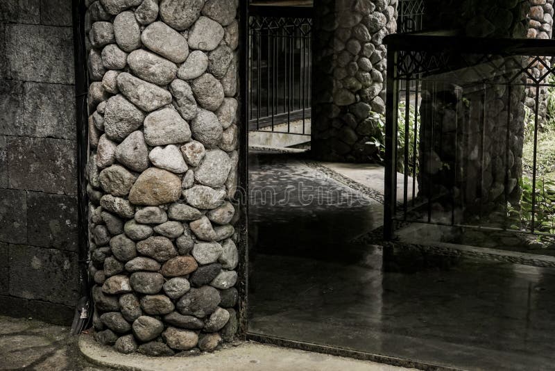 Cylindrical Pillar Made of Natural Stone Stock Image - Image of alley ...