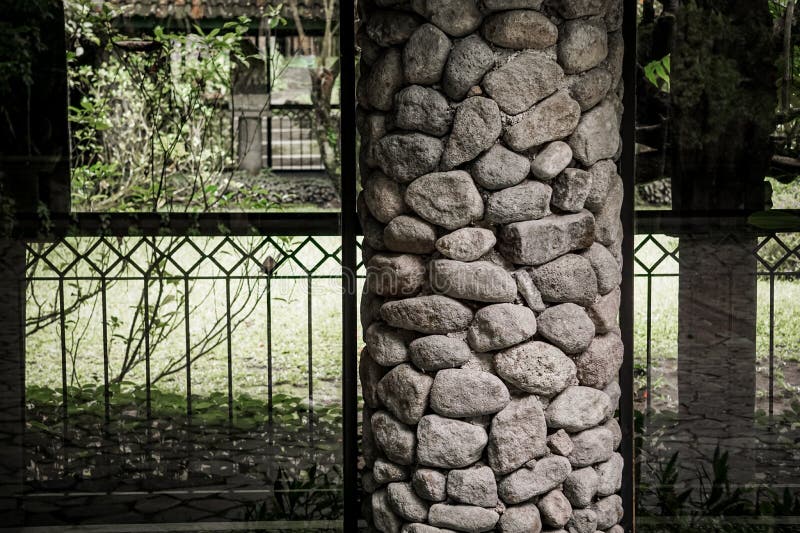 Cylindrical Pillar Made of Natural Stone Stock Photo - Image of house ...