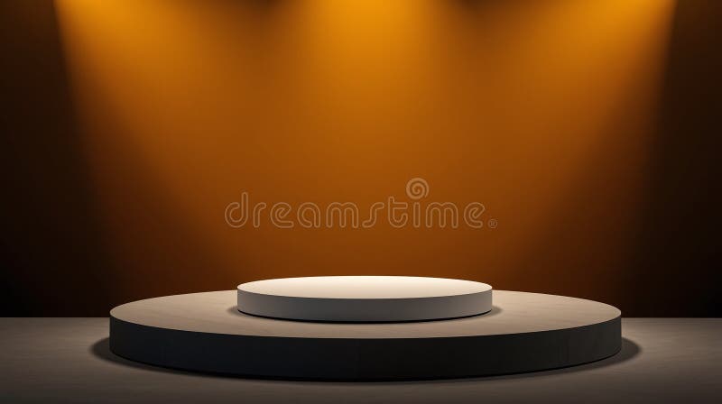 Cylindrical Platform Illuminated by Focused, Warm Light Stock ...