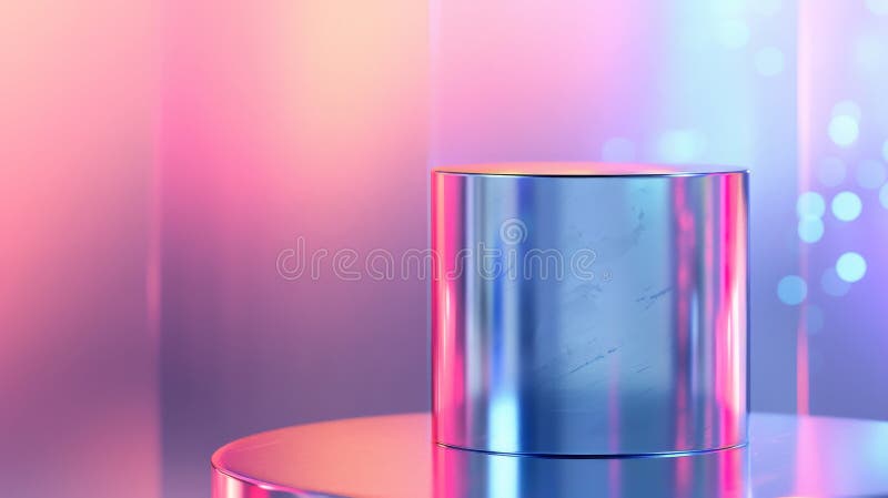A Cylindrical Podium with a Smooth, Metallic Finish Stands in Front of ...