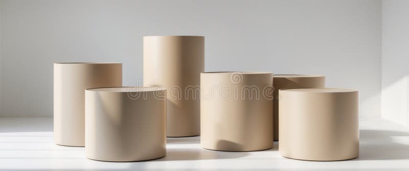 Cylindrical Product Display. Minimalist Beige Platforms for ...