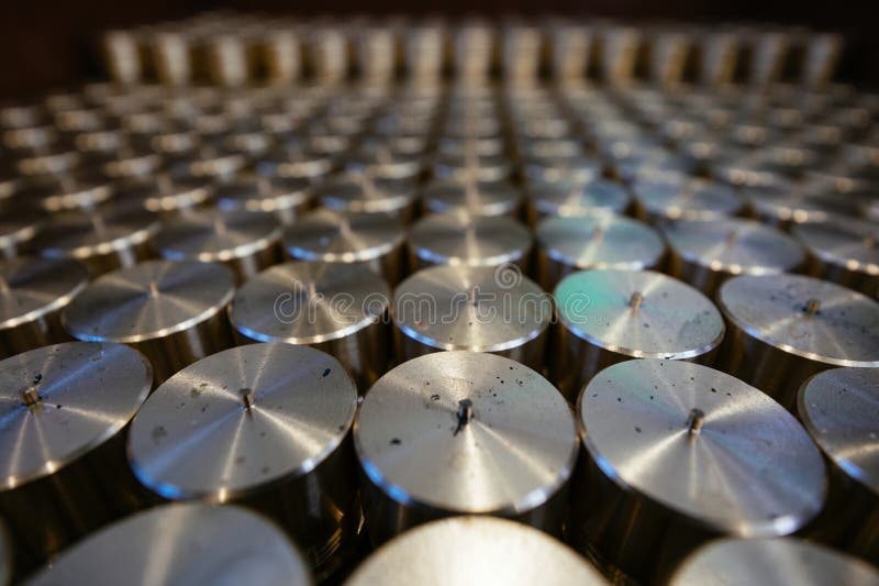 Cylindrical Spare Parts in Rows, Close Up Stock Image - Image of metal ...
