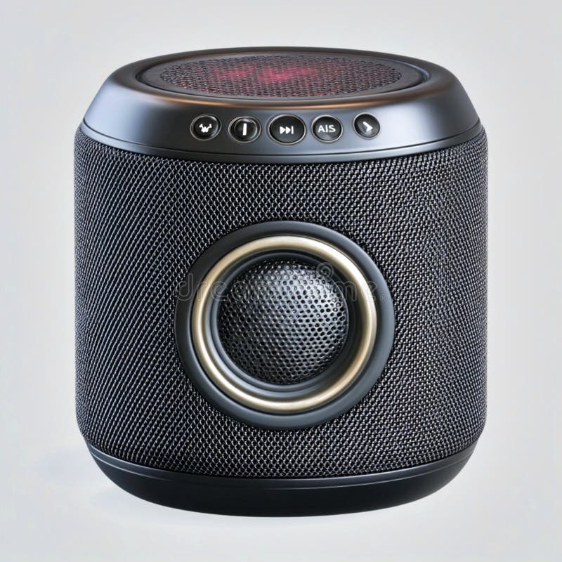 Close Up of a Cylindrical Speaker with Buttons and Mesh Design Stock Illustration - Illustration ...