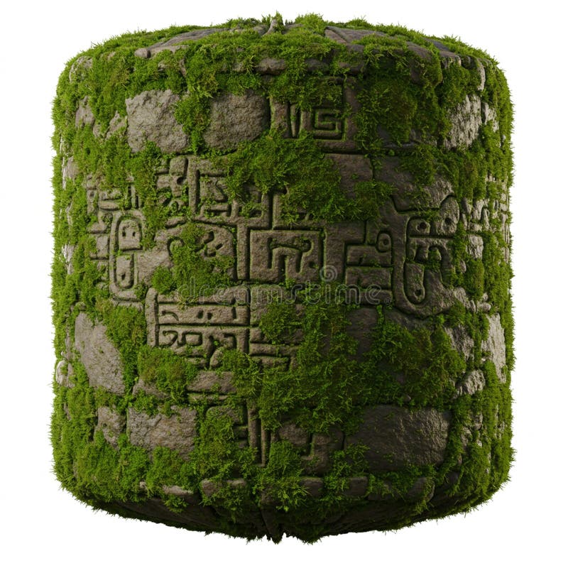 A Cylindrical Stone Structure is Covered in Lush Green Moss (Bryophyta ...