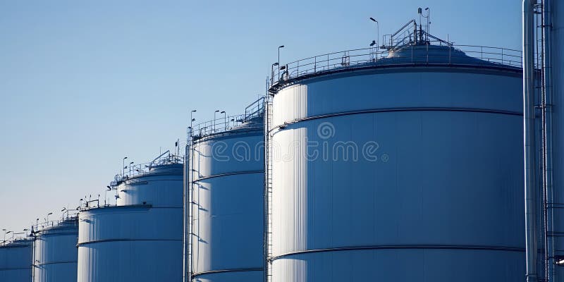 Cylindrical Storage Tanks Under Clear Sky Stock Illustration ...