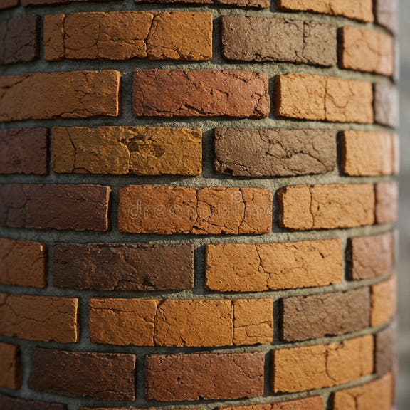 A Cylindrical Structure Made of Reddish-brown Bricks. the Bricks are Arranged in Stock ...