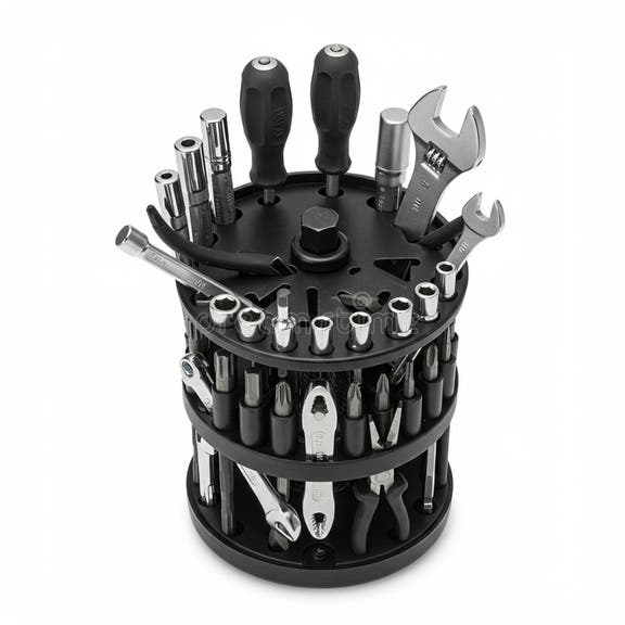 A Cylindrical Tool Organizer Featuring a Compact Design with a Variety ...
