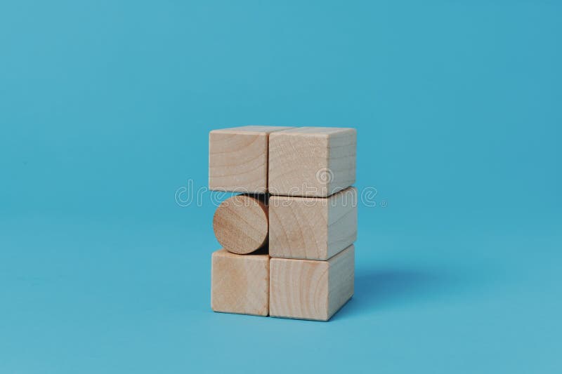Cylindrical Toy Block between Square Toy Blocks Stock Photo - Image of ...