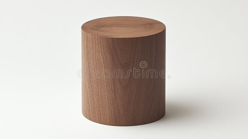 Cylindrical Wooden Stool on White Background, Studio Shot, Product ...