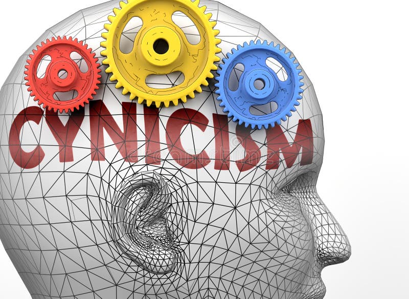 Cynicism Inside Human Mind - Pictured As Word Cynicism Inside a Head with Cogwheels To Symbolize ...