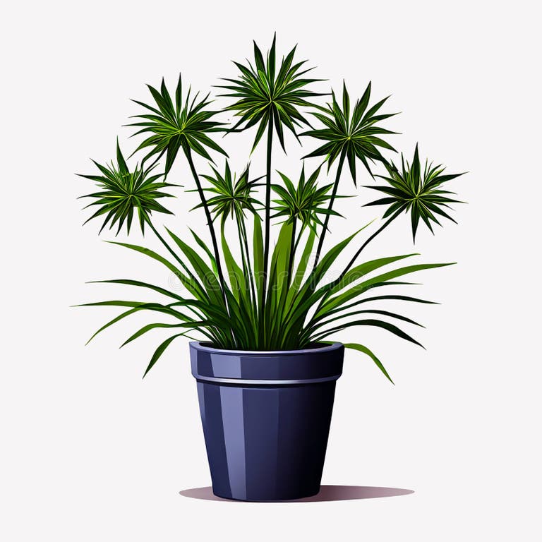 Cyperus Plant in Pot Iconic Vector Drawing with Plan Background Plant ...