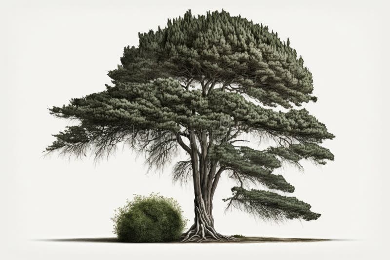 Cypress Tree on a White Background. Generative AI Stock Illustration ...