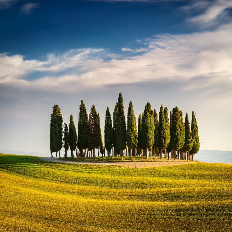 Cypress Trees Scient. Name Cupressus Sempervirens AI Generated Stock ...