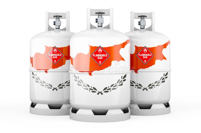 Cypriot Flag Painted on the Propane Cylinders with Compressed Gas, 3D ...