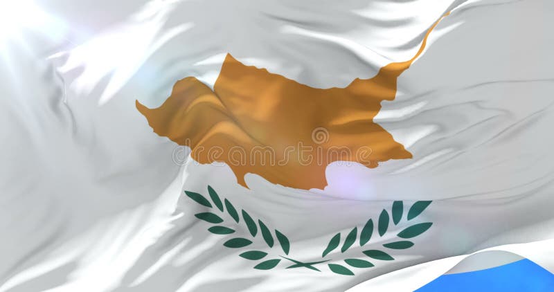 Cypriot Flag Waving at Wind with Blue Sky, Loop Stock Footage - Video ...