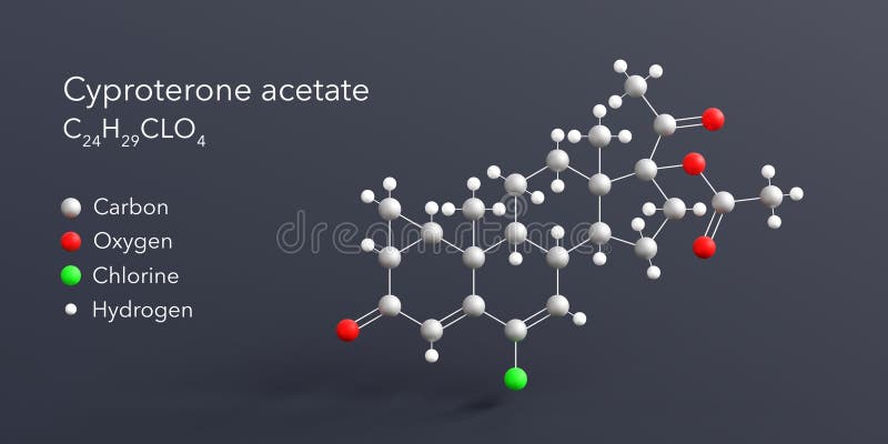 Cyproterone Acetate Molecule 3d Rendering, Flat Molecular Structure ...