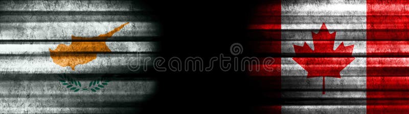Cyprus and Canada Flags on Black Stock Photo - Image of partnership ...