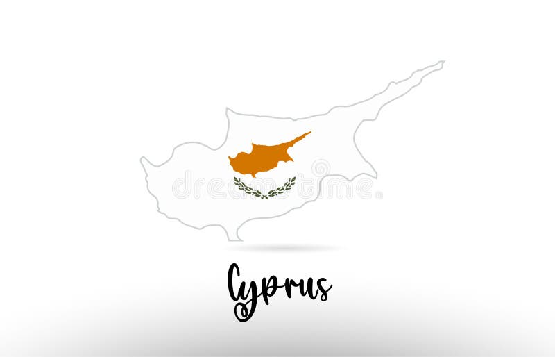 Cyprus Country Flag Inside Map Contour Design Icon Logo Stock Vector ...