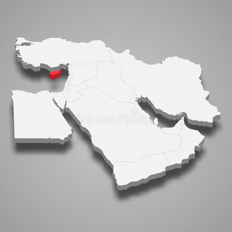 Cyprus Country Location within Middle East 3d Map Stock Illustration ...