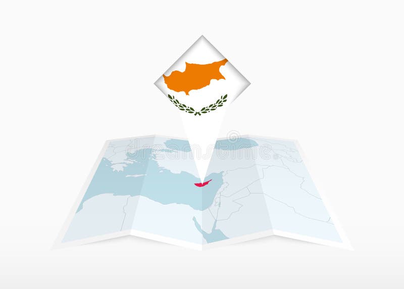 Cyprus is Depicted on a Folded Paper Map and Pinned Location Marker ...